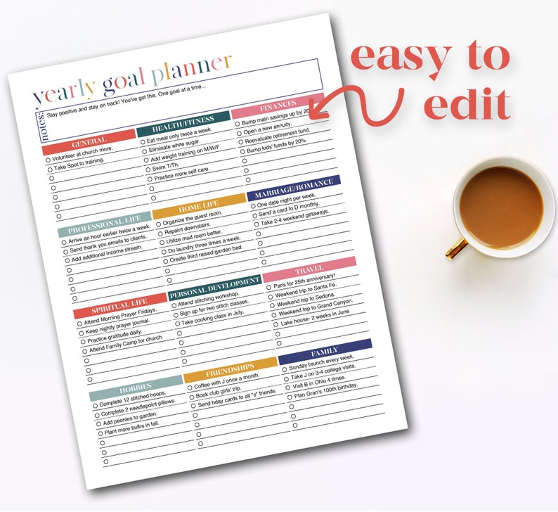 Editable & Printable Yearly Goal Planner | Habit Tracker | Goal Planner ...