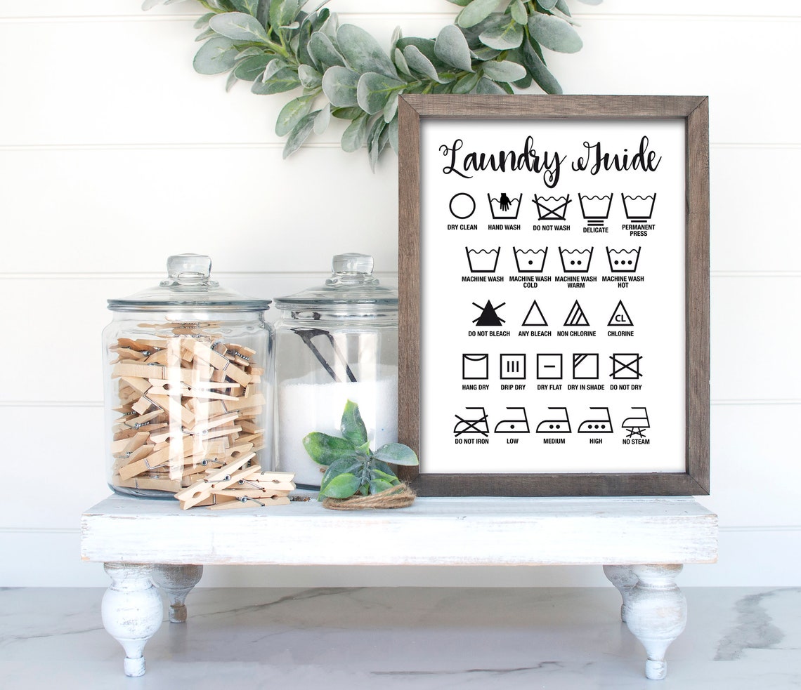 Printable Laundry Room Sign With Laundry Care Symbols | Three Sizes ...