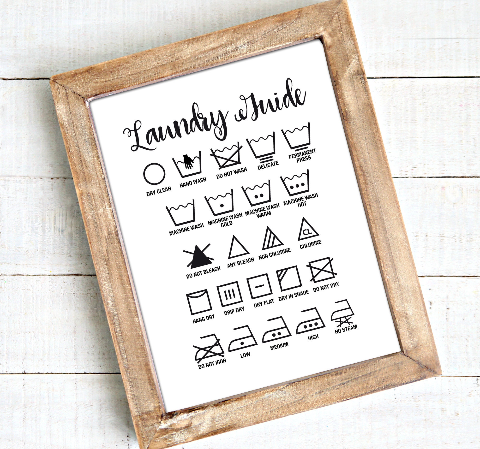 Printable Laundry Room Sign With Laundry Care Symbols | Three Sizes ...
