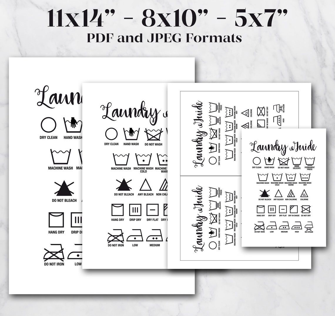 Printable Laundry Room Sign With Laundry Care Symbols | Three Sizes ...
