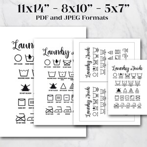 Printable Laundry Room Sign With Laundry Care Symbols | Three Sizes ...
