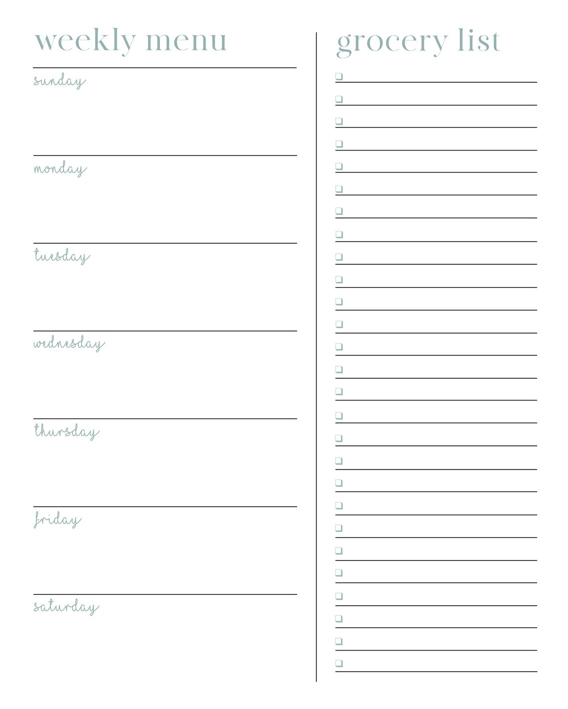 Printable Weekly Menu Plan | Meal Planner Printable | Menu Planner ...