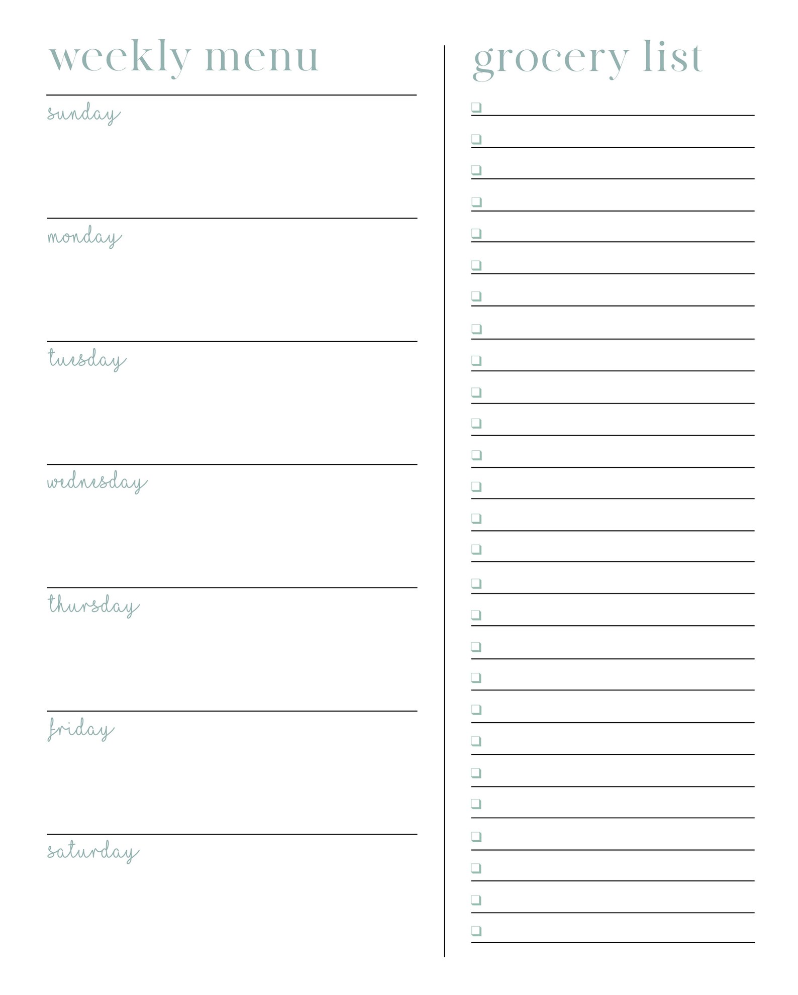 Printable Weekly Menu Plan | Meal Planner Printable | Menu Planner ...