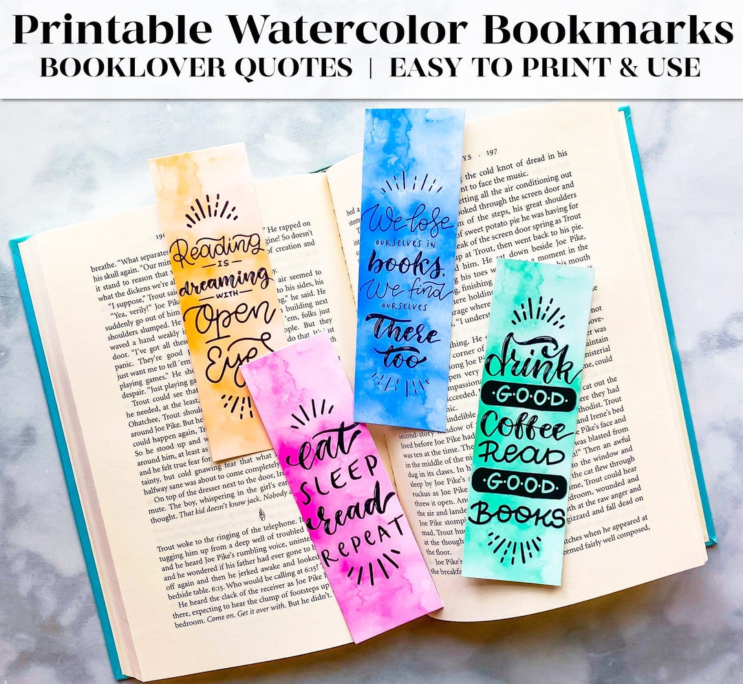 Printable Bookmarks | Book Lover Gift | Printable Bookmark Set With ...