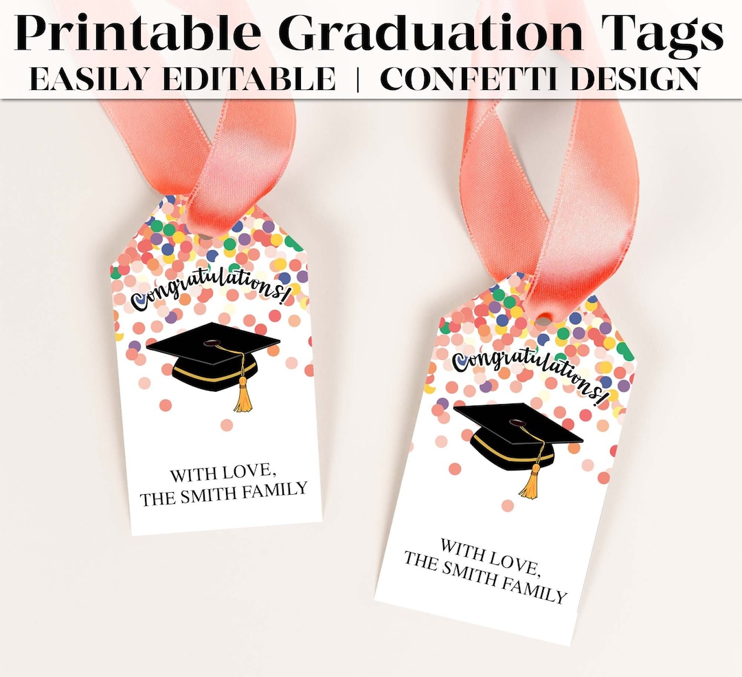 Printable Graduation Gift Tags | Editable and Easy to Personalize ...