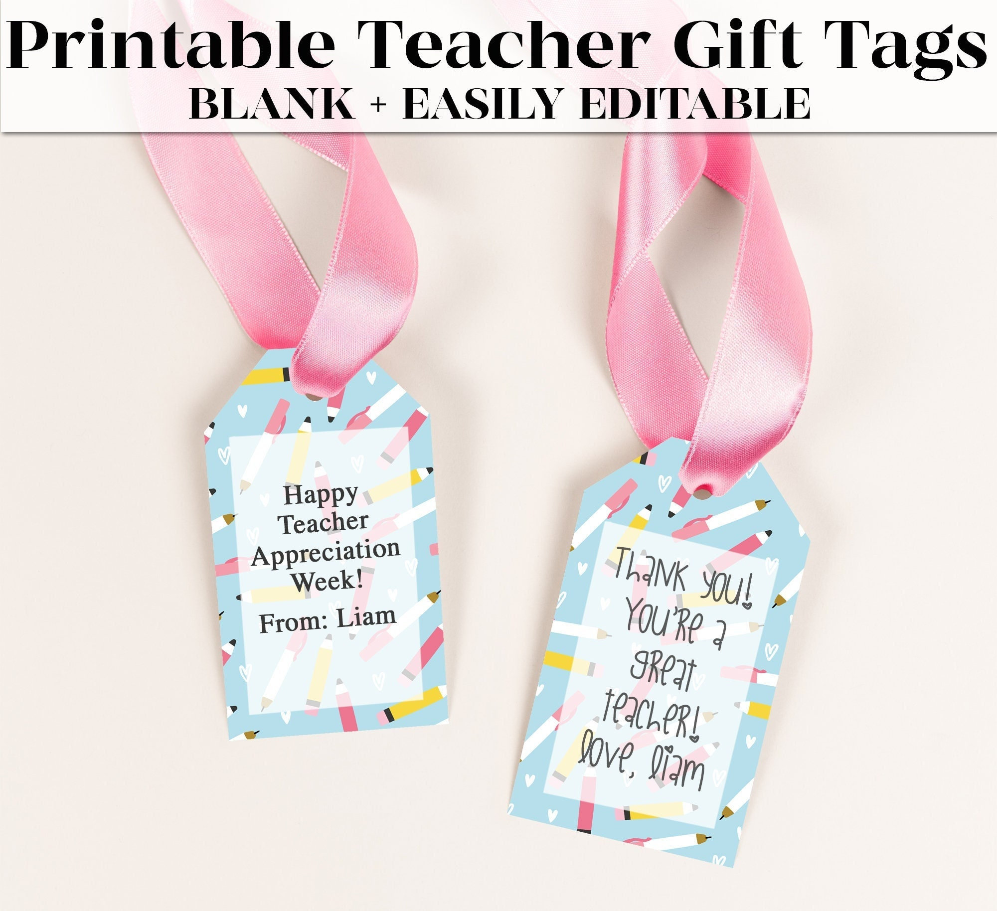 Printable Teacher Appreciation Gift Tags Editable Template Printable ...