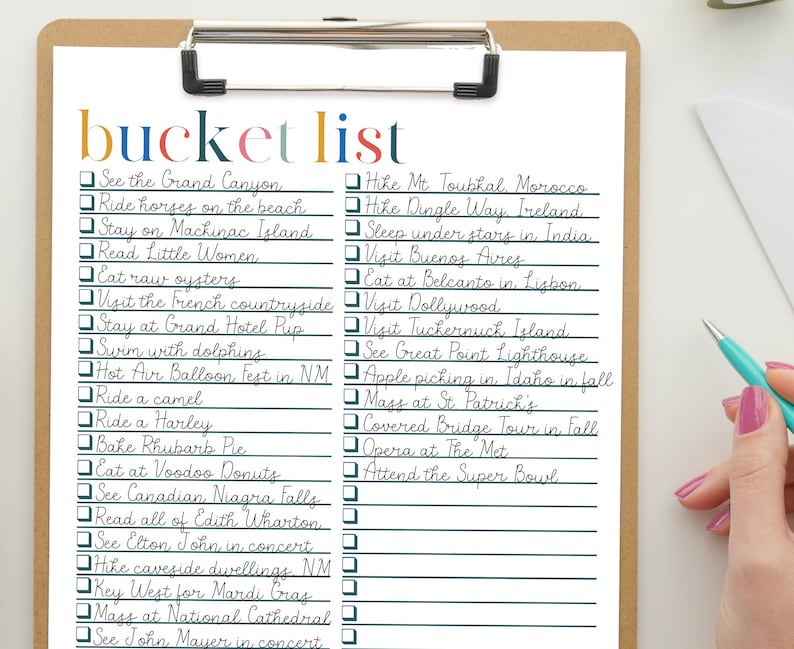 Bucket List Printable | Instant Download | A4-a5-letter-sized PDF ...