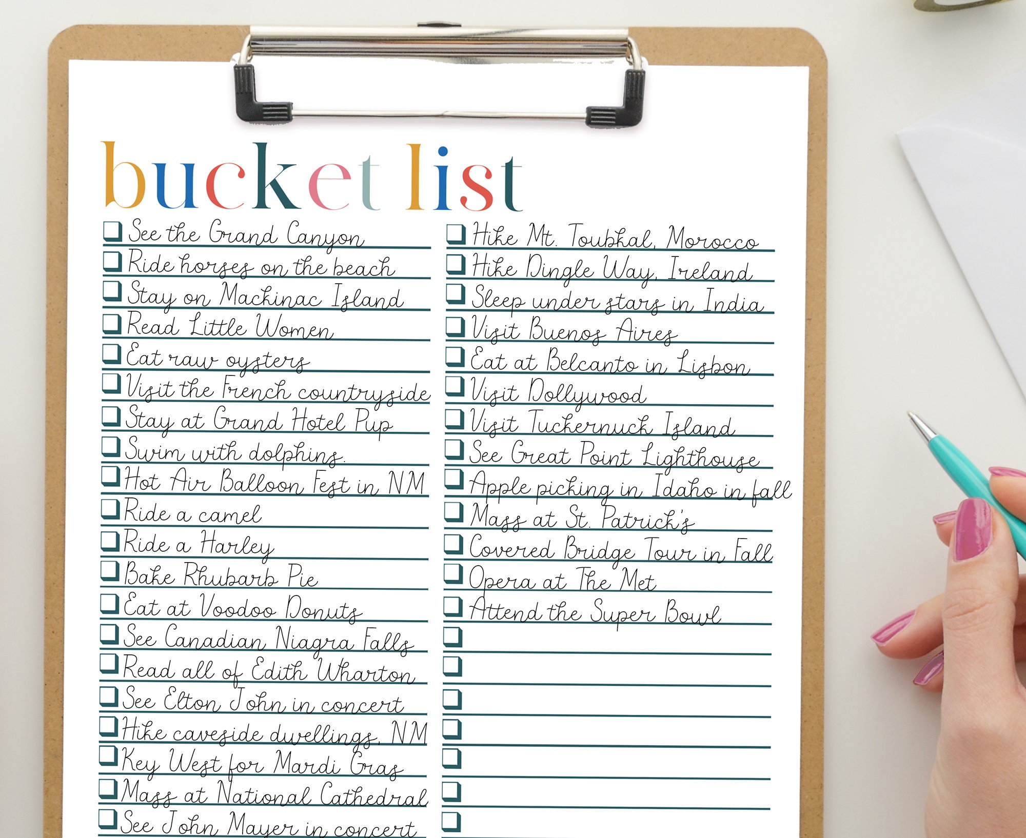 Bucket List Printable | Instant Download | A4-a5-letter-sized PDF ...