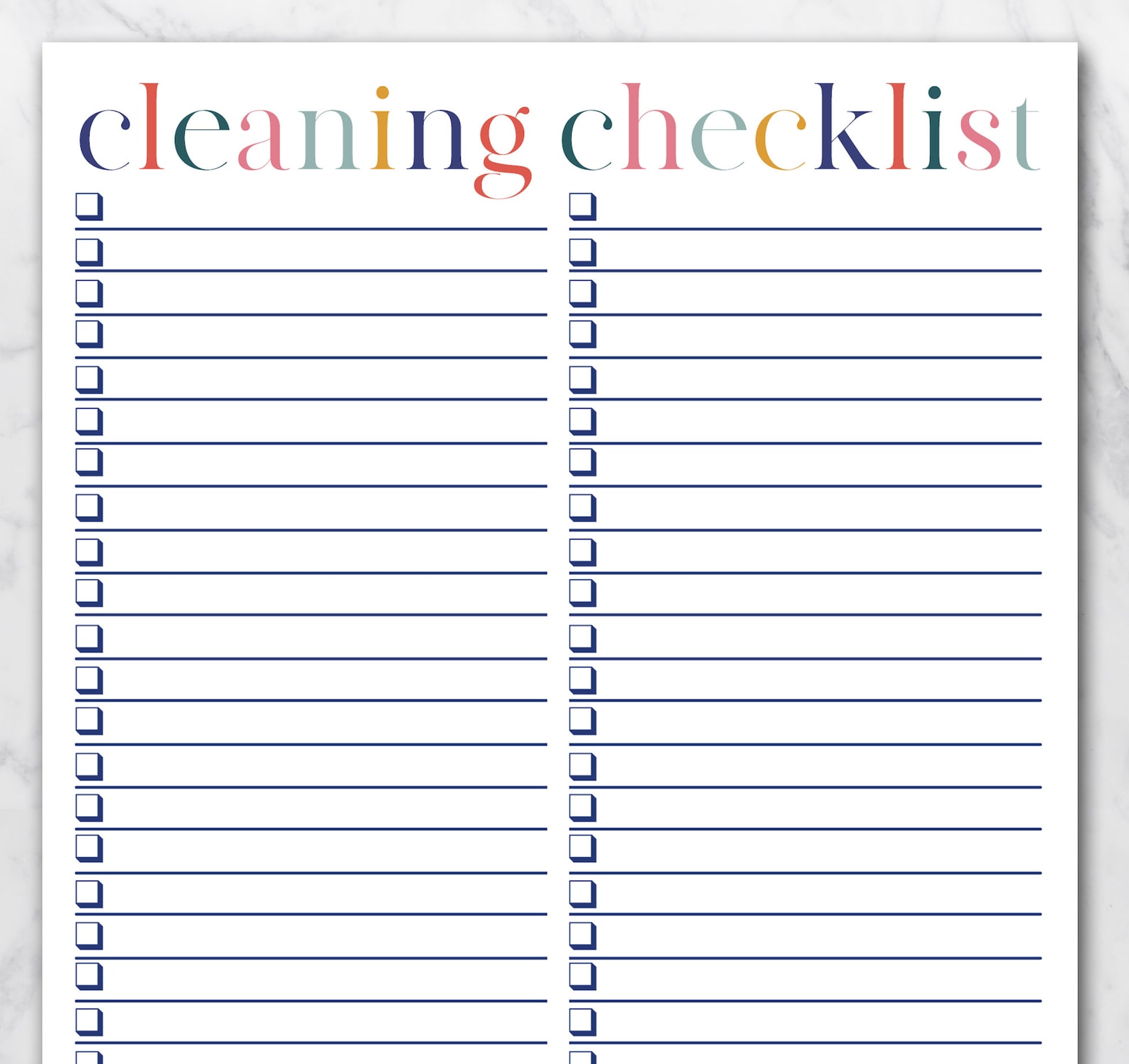Printable Cleaning Checklist | Blank List With Check Boxes | Cleaning ...