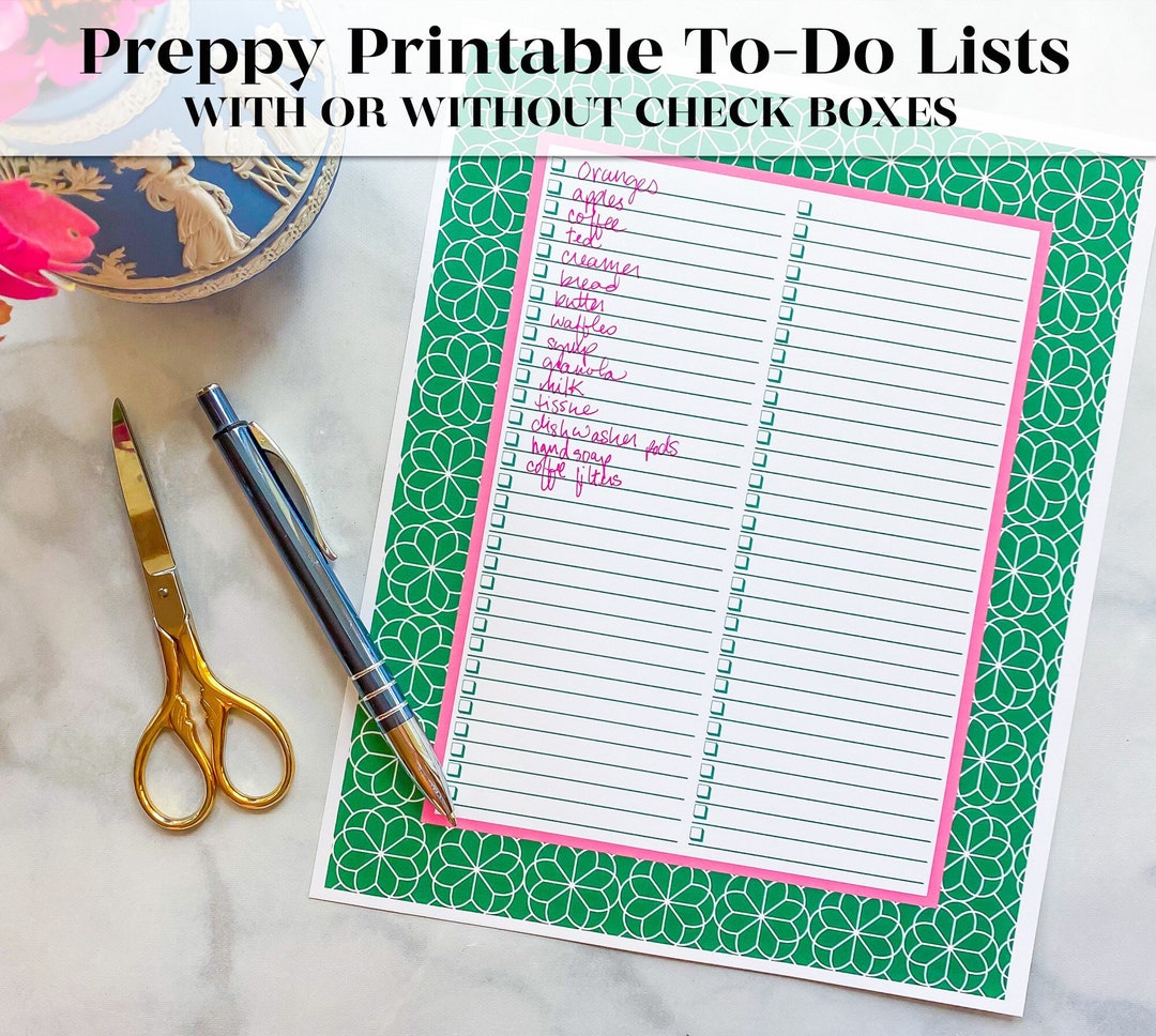 Preppy Printable Checklist | Green, Pink, White Toile to Do List ...