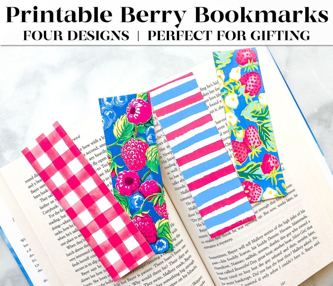 Berry Good Printable Bookmarks | Bookmark Book Lover Gift | Four ...