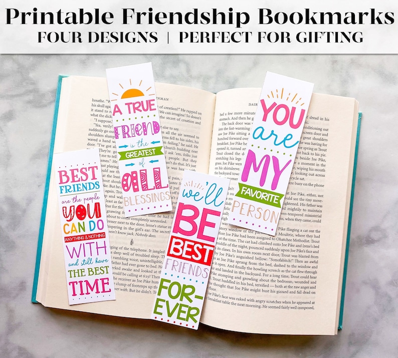 Printable Bookmarks for Friends | Literary Gifts | Bookish Gifts | Book ...