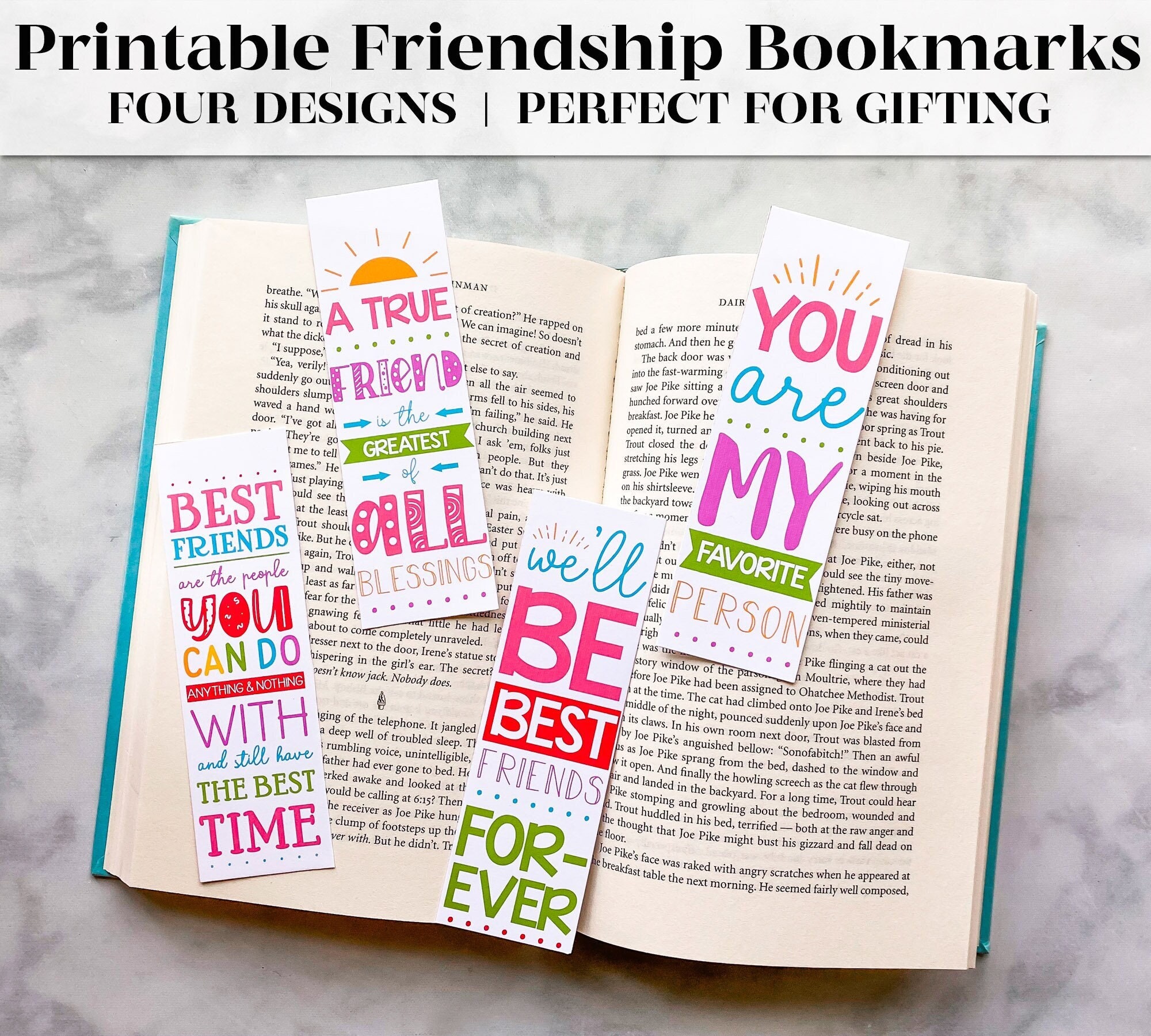 Printable Bookmarks for Friends | Literary Gifts | Bookish Gifts | Book ...