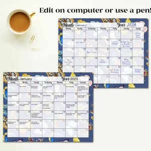 Editable & Printable Blank Calendar Pages in Butterfly Design ...