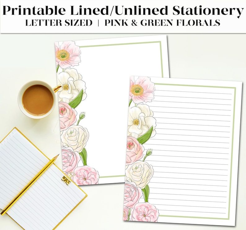 Printable Lined Stationery Set | Penpal Letter Stationary Paper ...