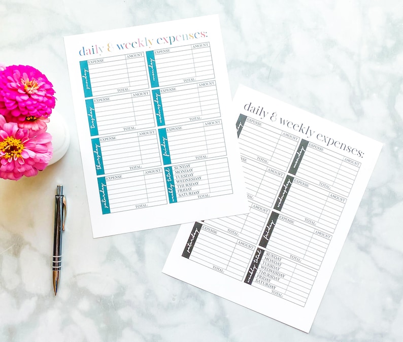 Daily/weekly Expense Tracker Printable Finance Tracker Expense Tracker ...