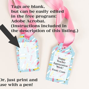 Printable Teacher Appreciation Gift Tags | Editable Template ...