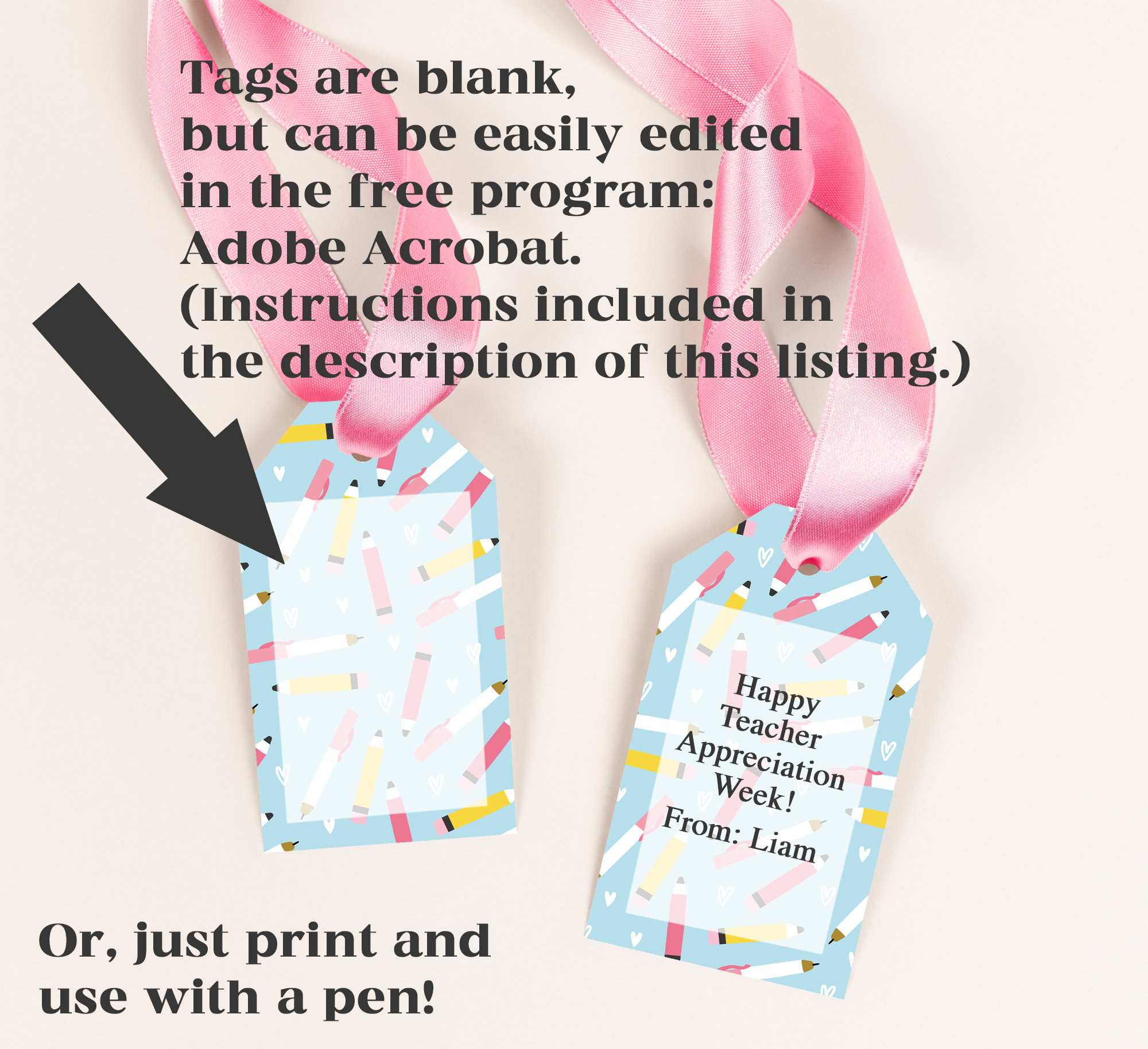 Printable Teacher Appreciation Gift Tags | Editable Template ...