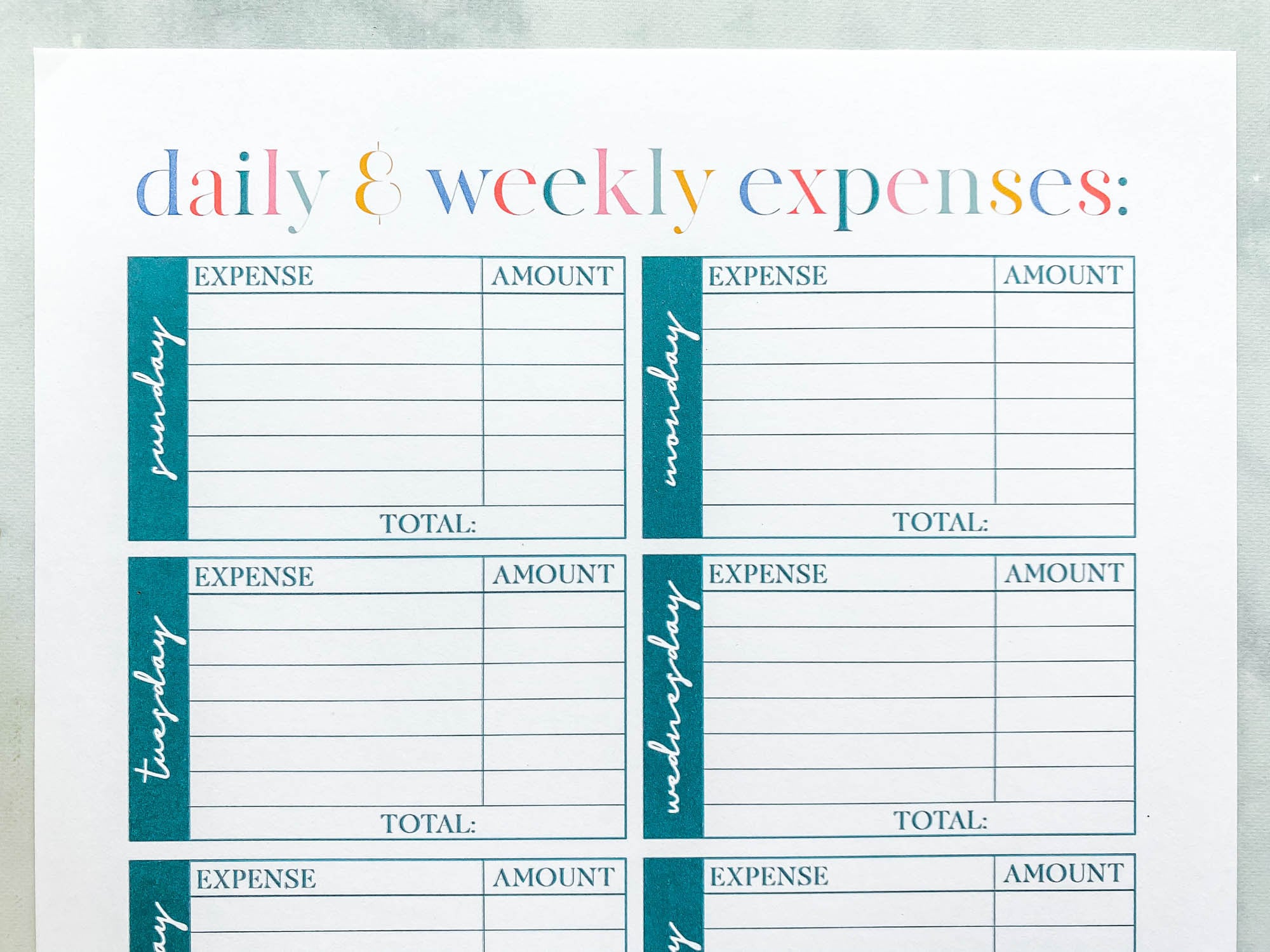 Daily/weekly Expense Tracker Printable | Finance Tracker | Expense ...
