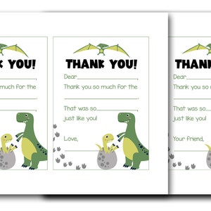 Fill-in-the-blank Thank You Cards Printable for Kids | Dinosaur Thank ...