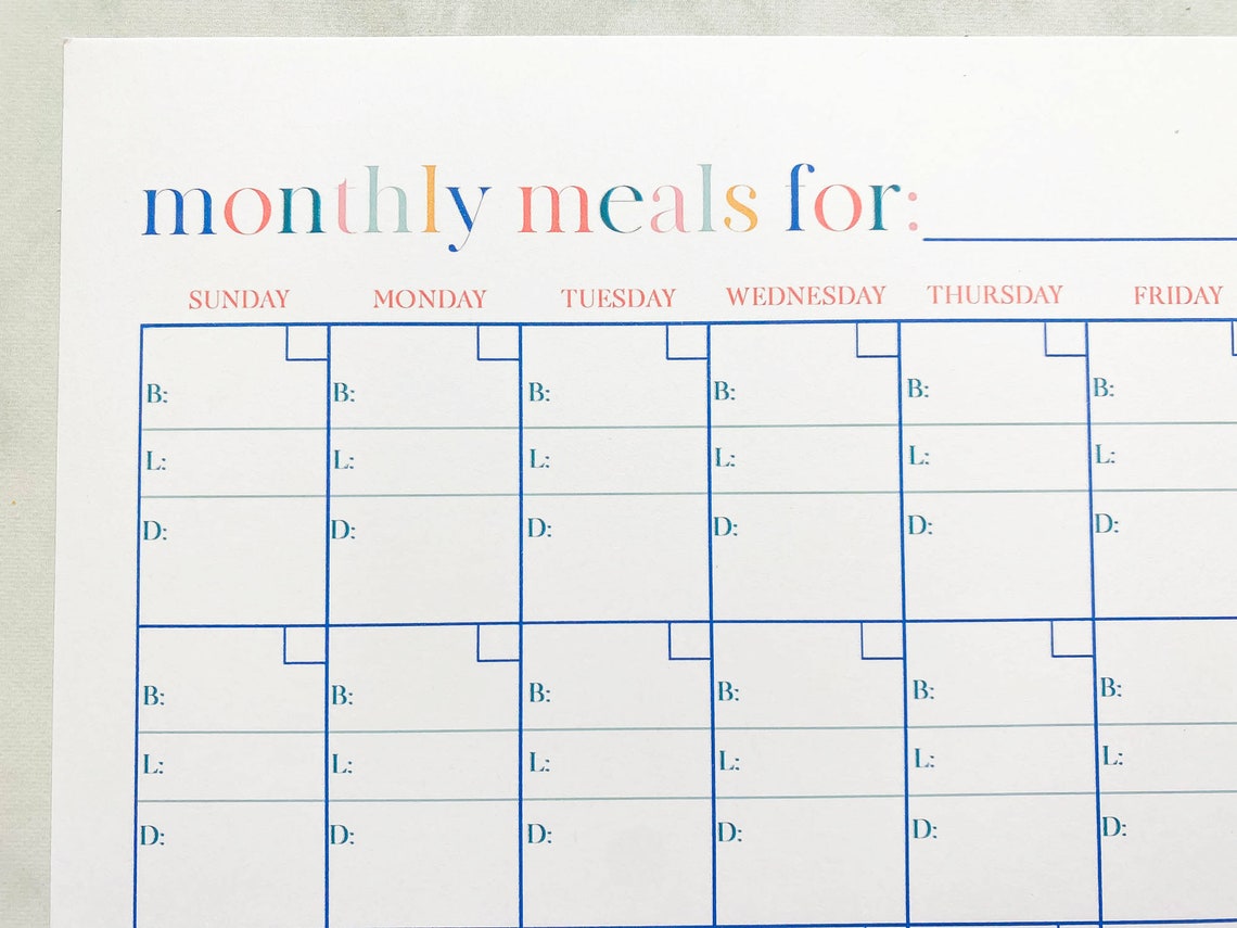 Printable Monthly Meal Planner and Grocery List Menu Planner Shopping ...