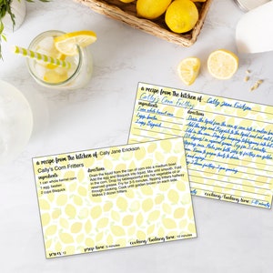 Editable & Printable Recipe Cards With Watercolor Lemon Design ...