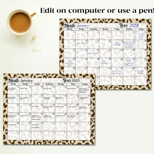 Editable & Printable Blank Calendar in Leopard Print | Perpetual ...