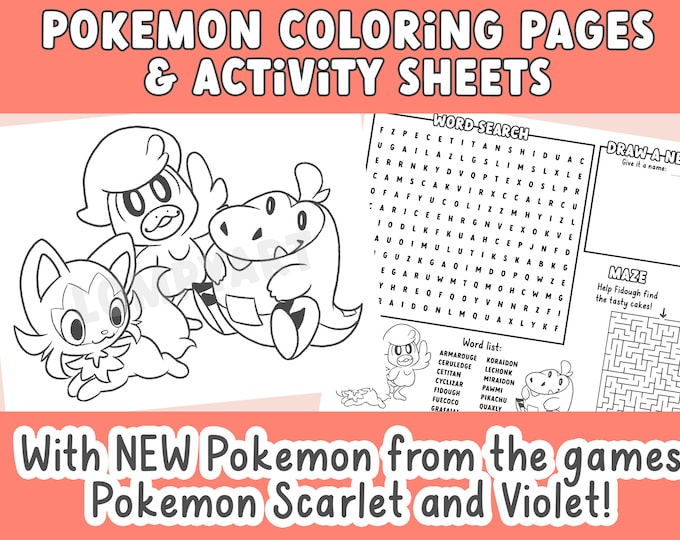Pokemon Coloring Pages and Activity Sheets / NEW Pokemon Scarlet Violet ...