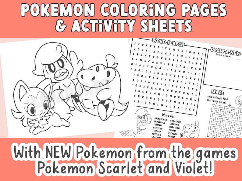 Pokemon Coloring Pages and Activity Sheets / NEW Pokemon - Etsy