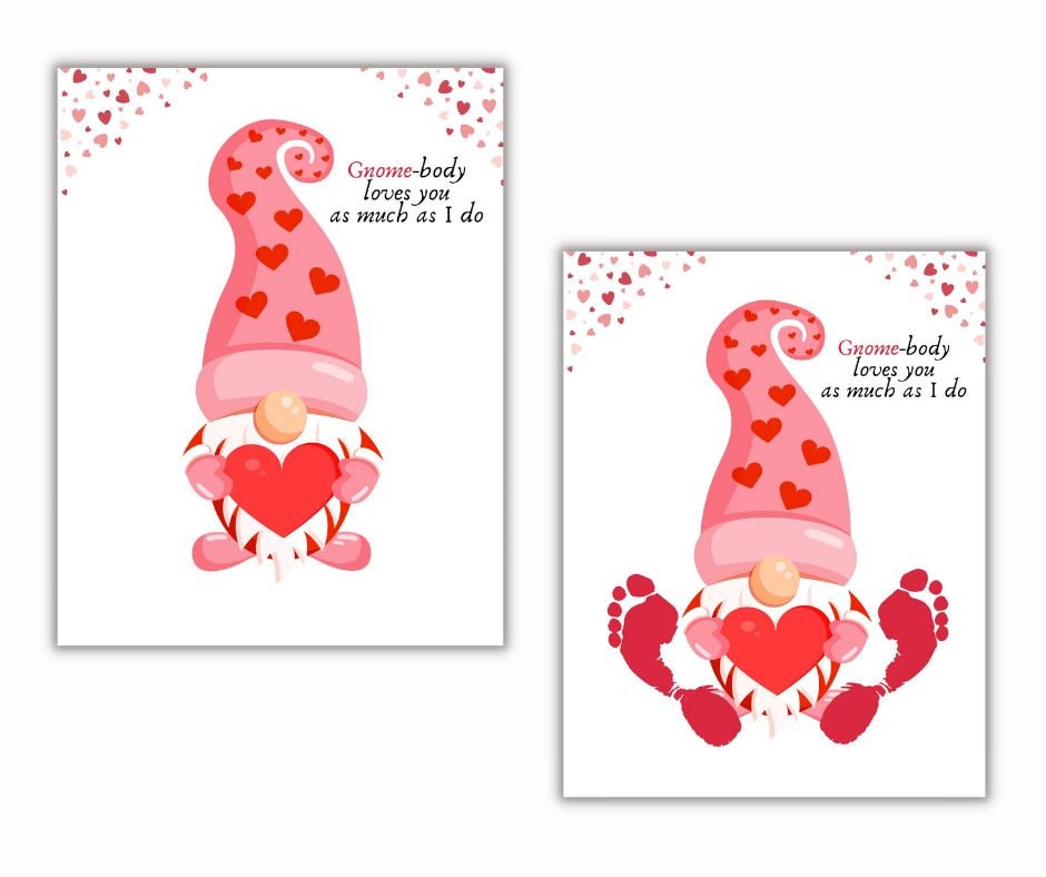 Valentines Dat Footprint Art, Gnome Body Loves You, Gnome Footprint ...
