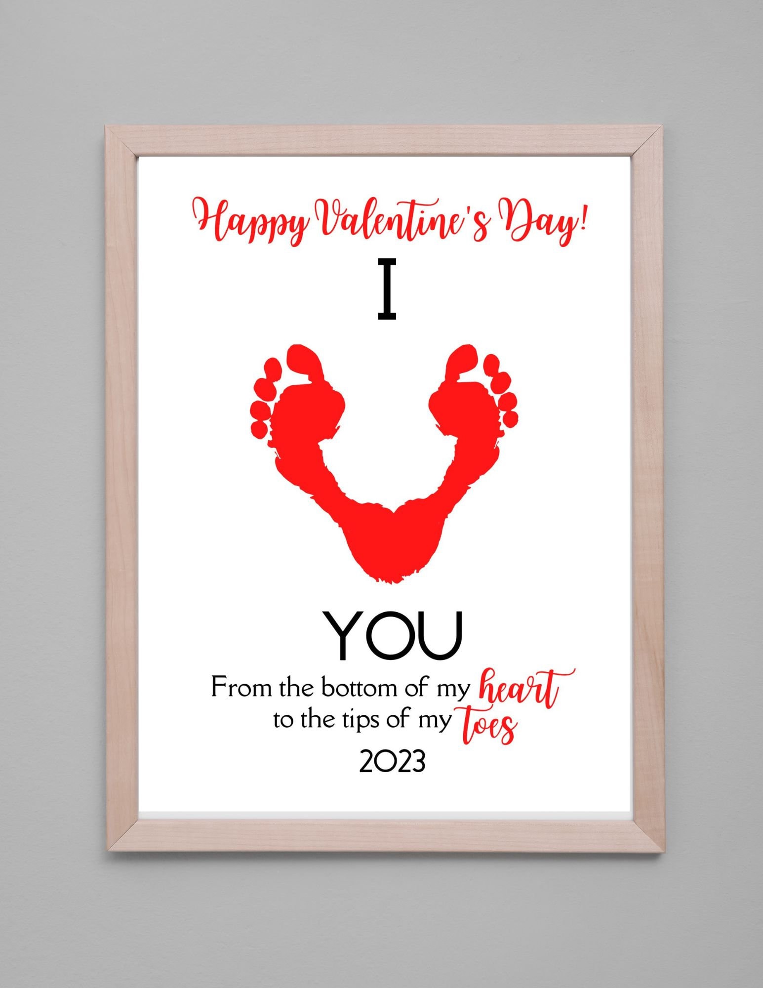 I (heart) YOU - Footprint Valentine's Day Gift, Footprint Keepsake ...
