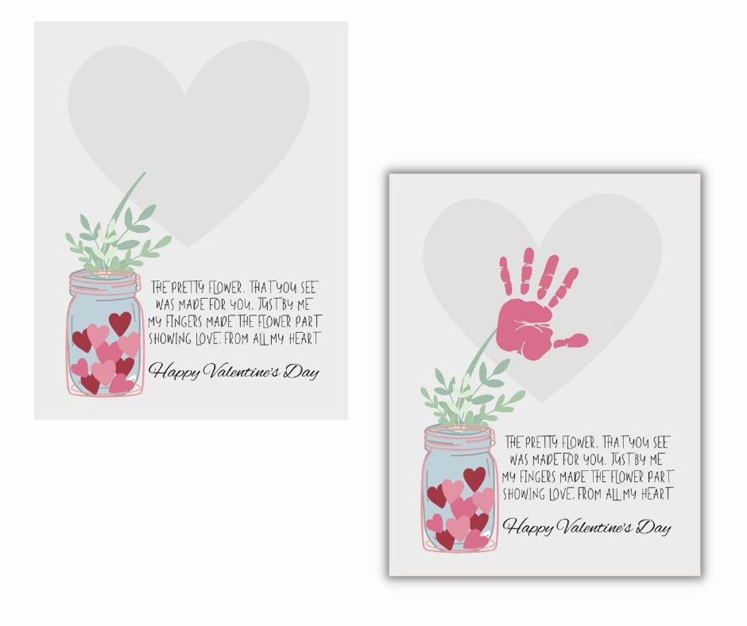 Handprint Flower Jar, Happy Valentine's Day, Handprint DIY Craft Art ...