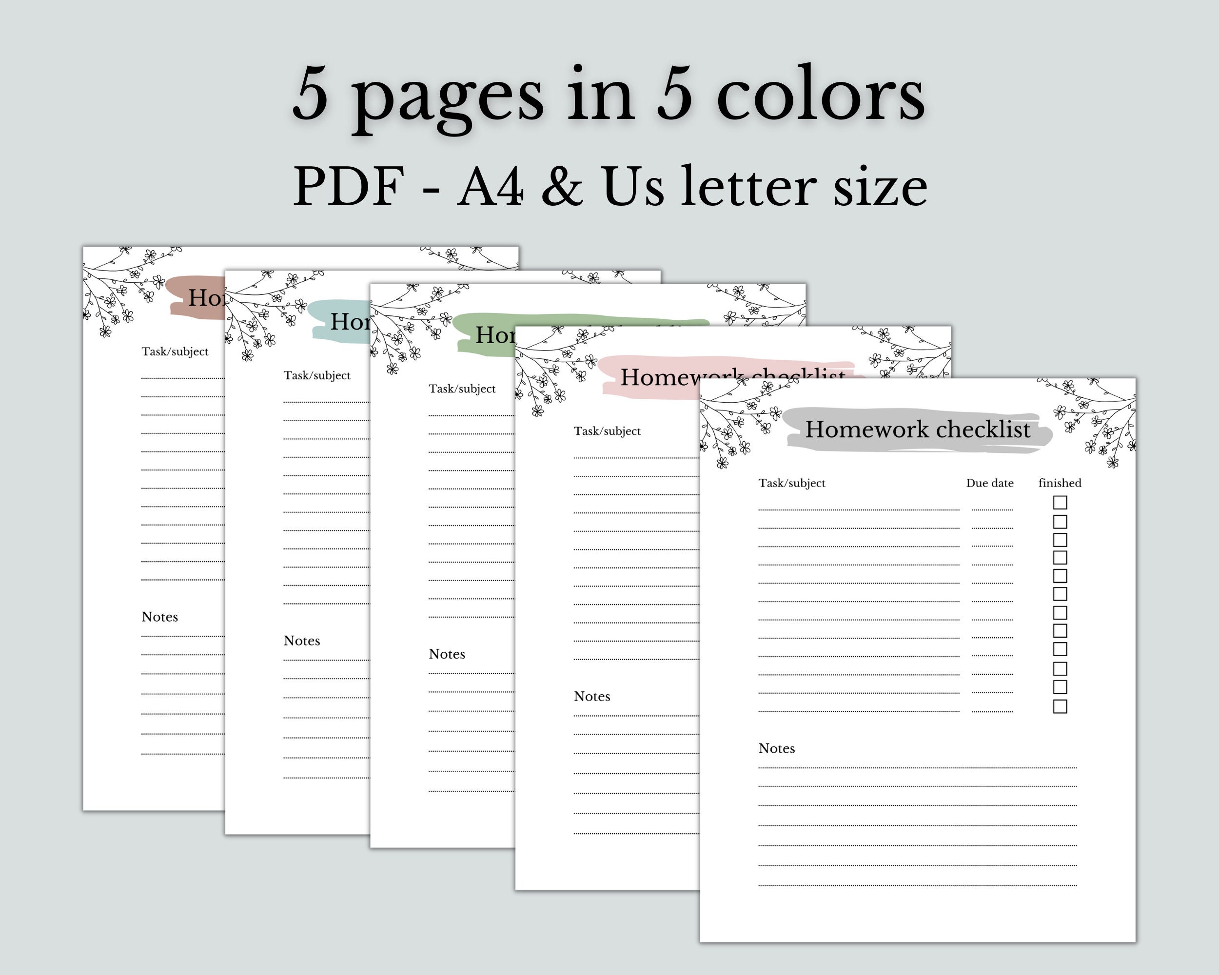 Homework Checklist, Printable Planner, Homework Tracker, Planner ...