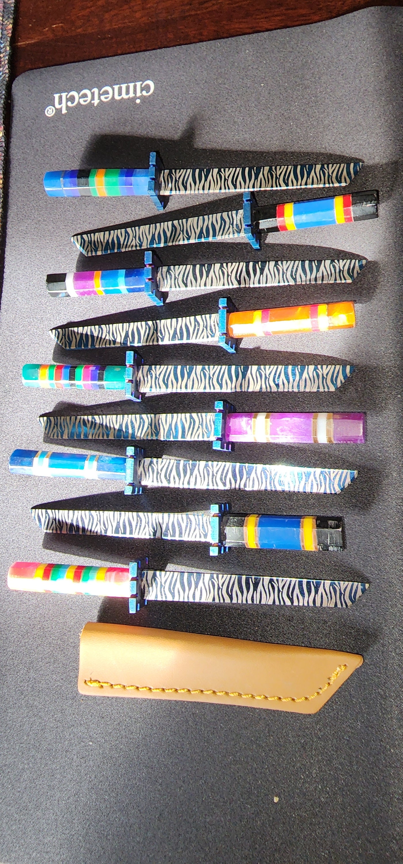 BLUE Anodized Mini Katana Candle Wax Carving Tool Cool Zebra Flame ...