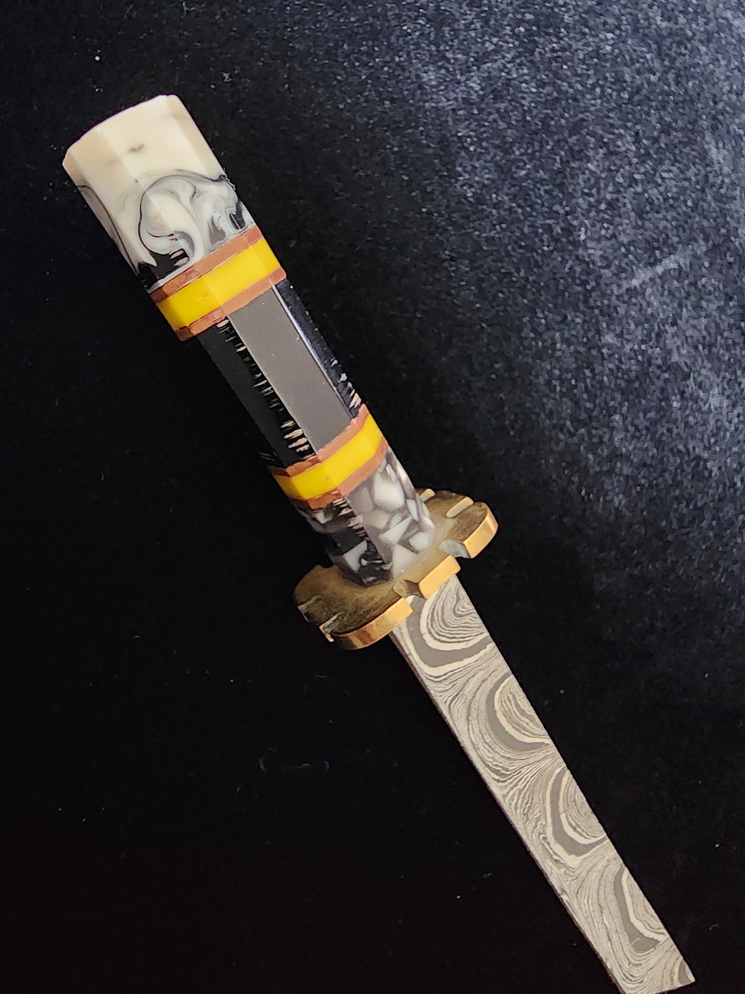 Damascus Mini Katana Candle Wax Carving Tool, Envelope Opener, or Mini ...
