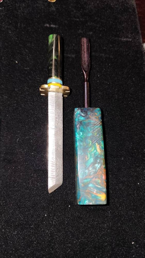 Candle Wax Carving Tool Set. Mini Damascus Steel Katana With Sheath ...