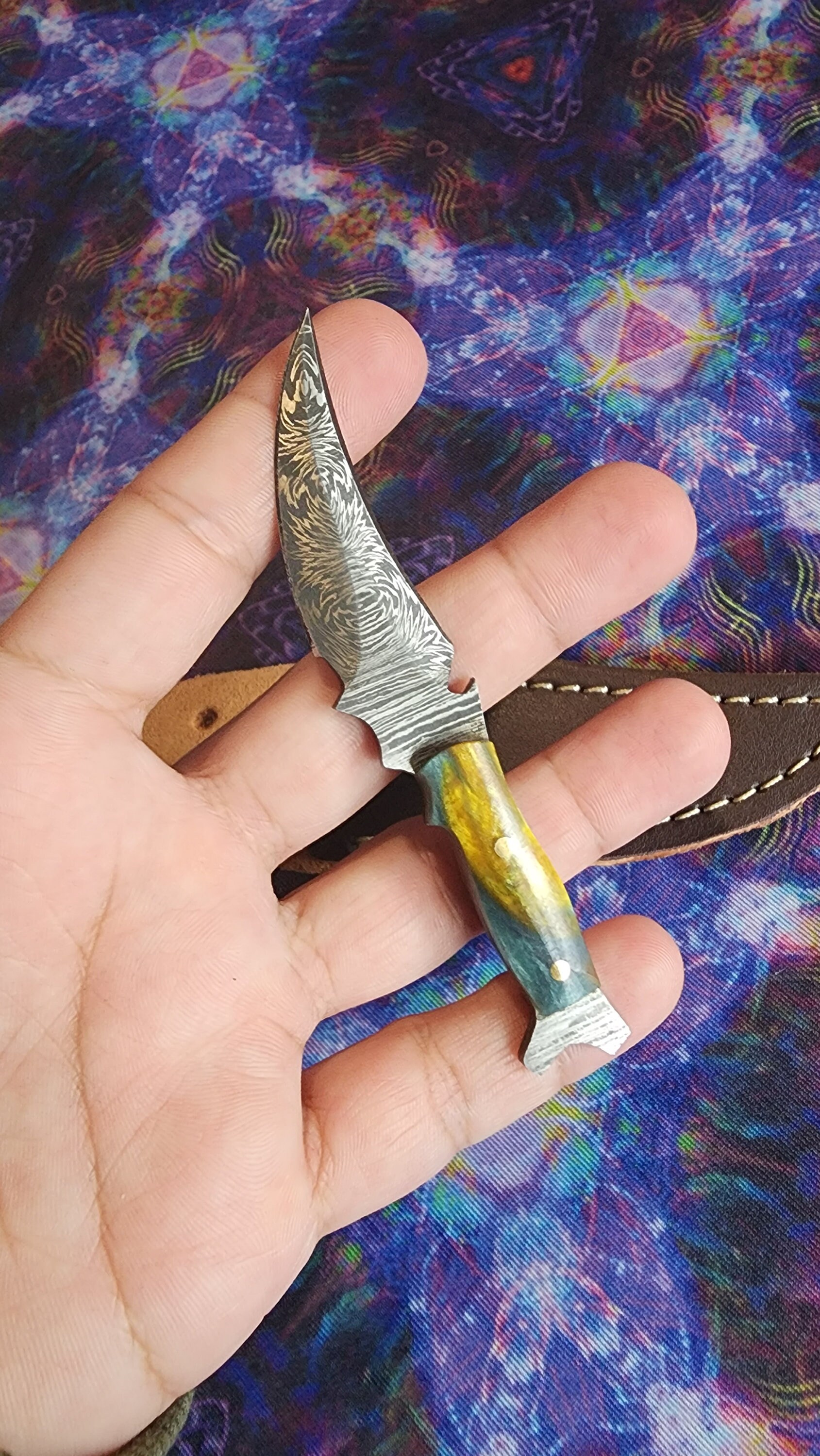 Mini Damascus Ninja Dagger Candle Wax Carving Tool With Sheath, Mini ...