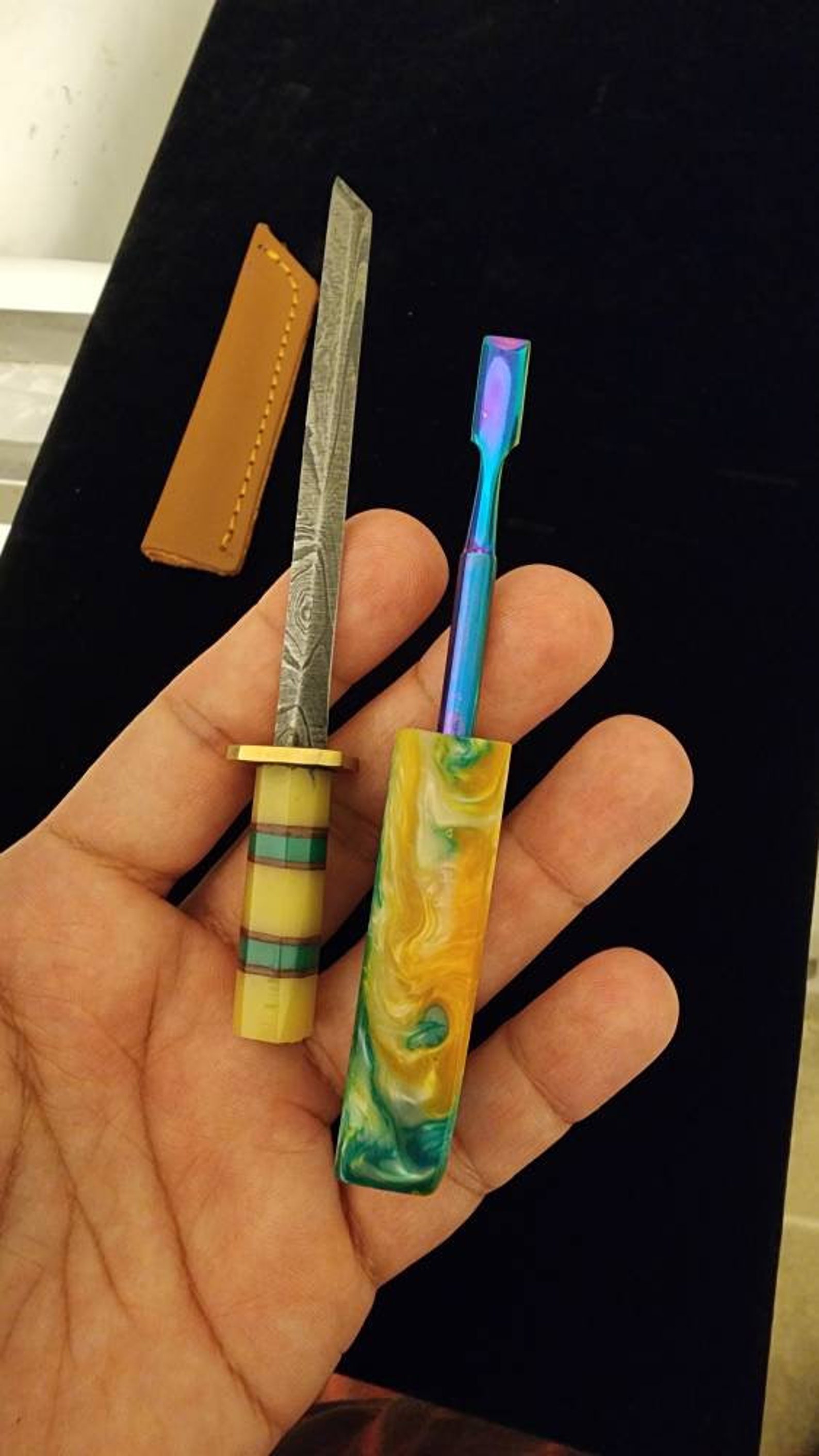 Candle Wax Carving Tool Set. Mini Damascus Steel Katana With Matching ...