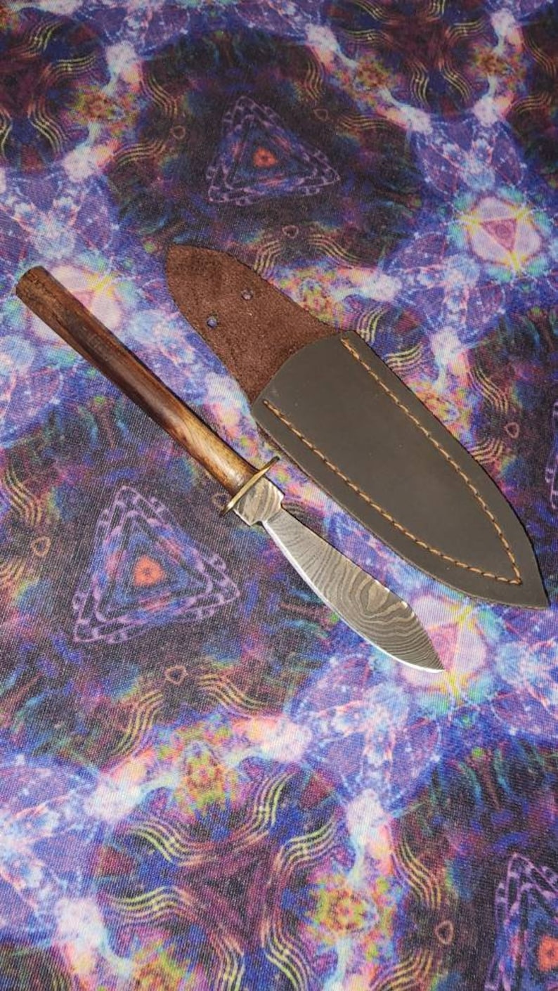 Mini Damascus Steel Curved Spear With Sheath Wooden Handle - Etsy