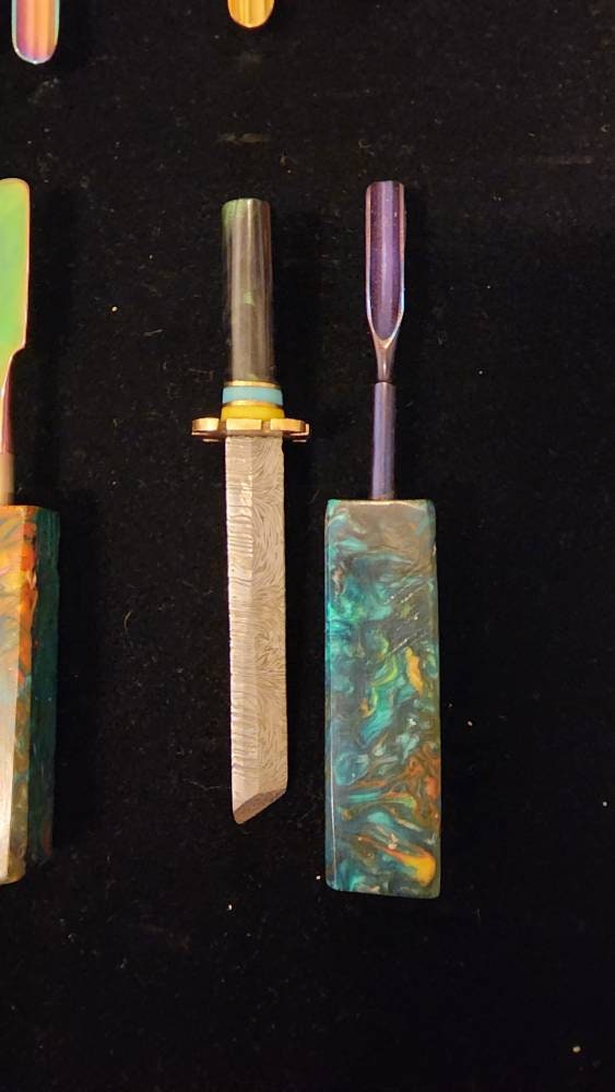 Candle Wax Carving Tool Set. Mini Damascus Steel Katana With Sheath ...
