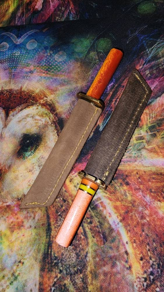 Mini Damascus Steel Katana Matching Set Candle Wax Carving Tool Mini ...