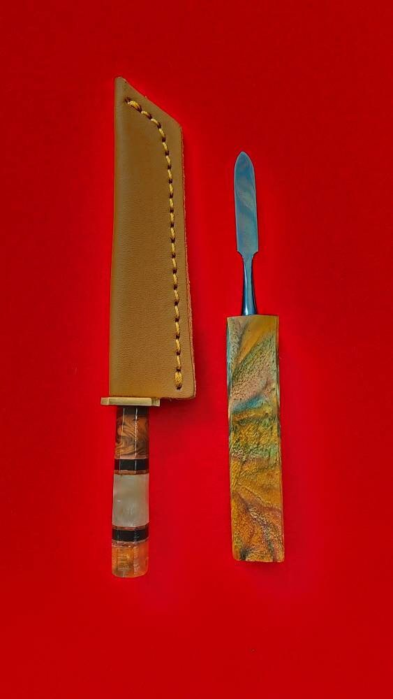 Candle Wax Carving Tool Set. Mini Damascus Steel Katana With Matching ...