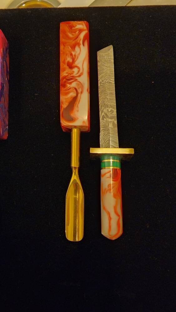 Candle Wax Carving Tool Set. Mini Damascus Steel Katana With Sheath ...