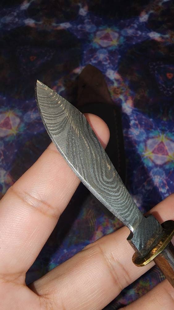 Mini Damascus Steel Curved Spear With Sheath Wooden Handle - Etsy