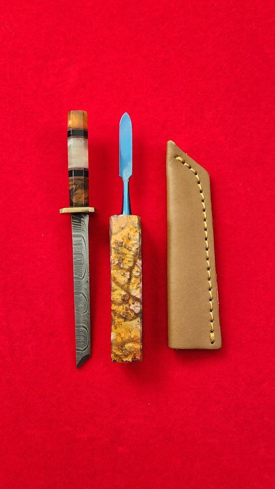Candle Wax Carving Tool Set. Mini Damascus Steel Katana With Matching ...