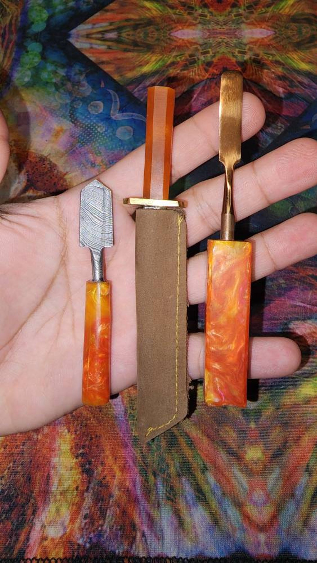 Damascus Mini Katana Mini Shovel and Candle Wax Carving Tool, Envelope ...