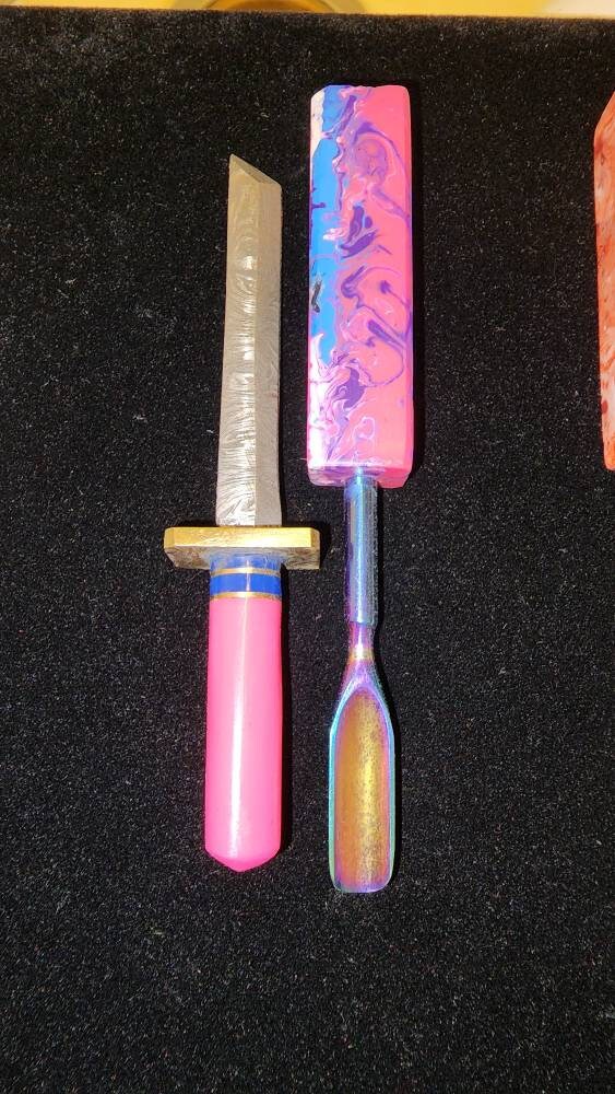 Candle Wax Carving Tool Set. Mini Damascus Steel Katana With Sheath ...