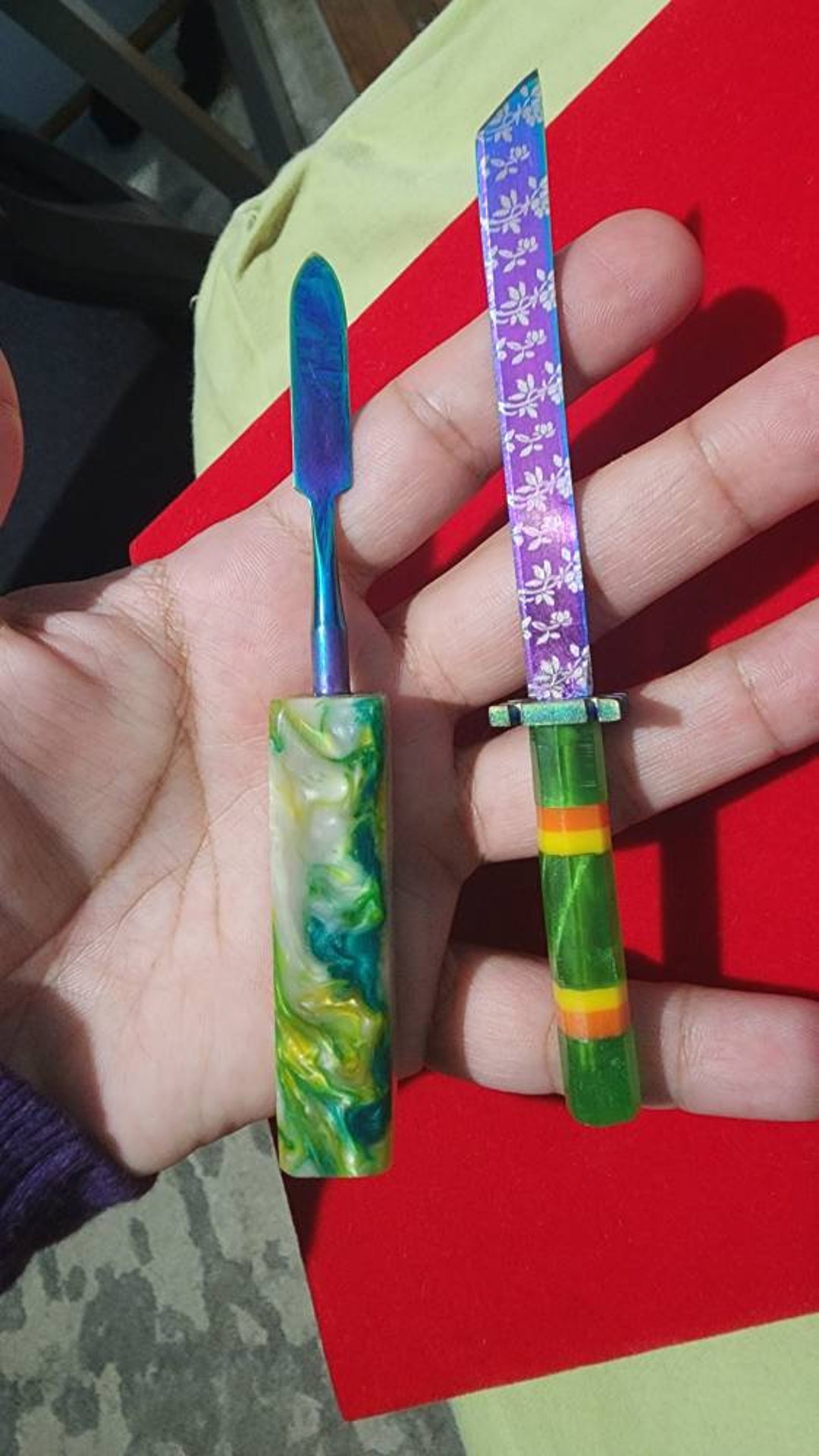 Candle Wax Carving Tool Set Mini Anodized Steel Katana With Matching ...