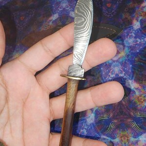 Mini Damascus Steel Curved Spear With Sheath Wooden Handle Native ...