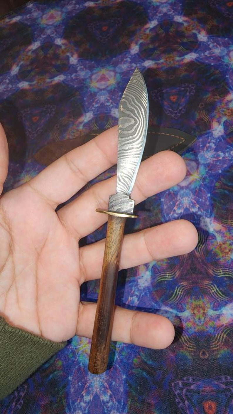 Mini Damascus Steel Curved Spear With Sheath Wooden Handle - Etsy